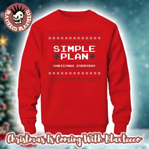 Simple Plan Christmas Everyday Knit Xmas Red Ugly Sweater 2025 - Blaxteeco