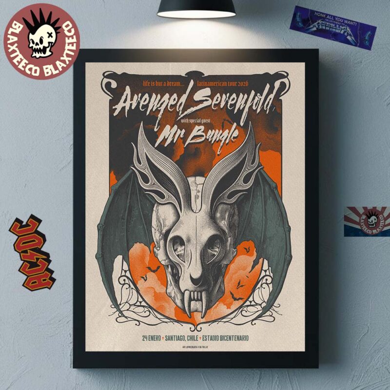 Avenged Sevenfold Santiago Chile 2026 Venue Poster At Estadio ...