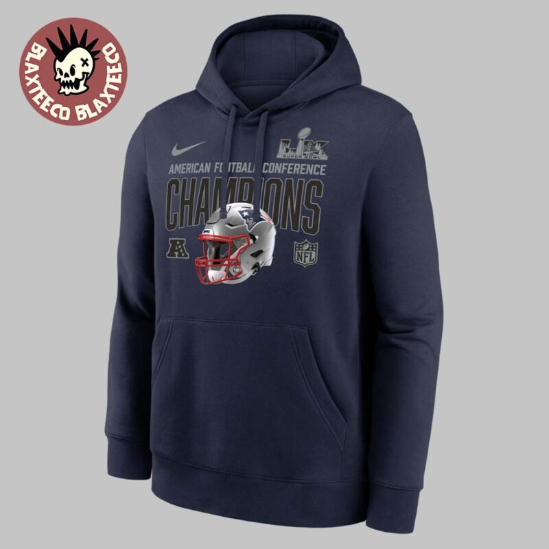 New England Patriots 2025 NFL AFC Champions Helmet Glory Shield Hoodie ...