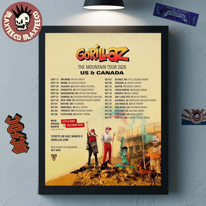 Gorillaz The Mountain Tour 2026 US And Canada Schedule Tour Dates Home ...
